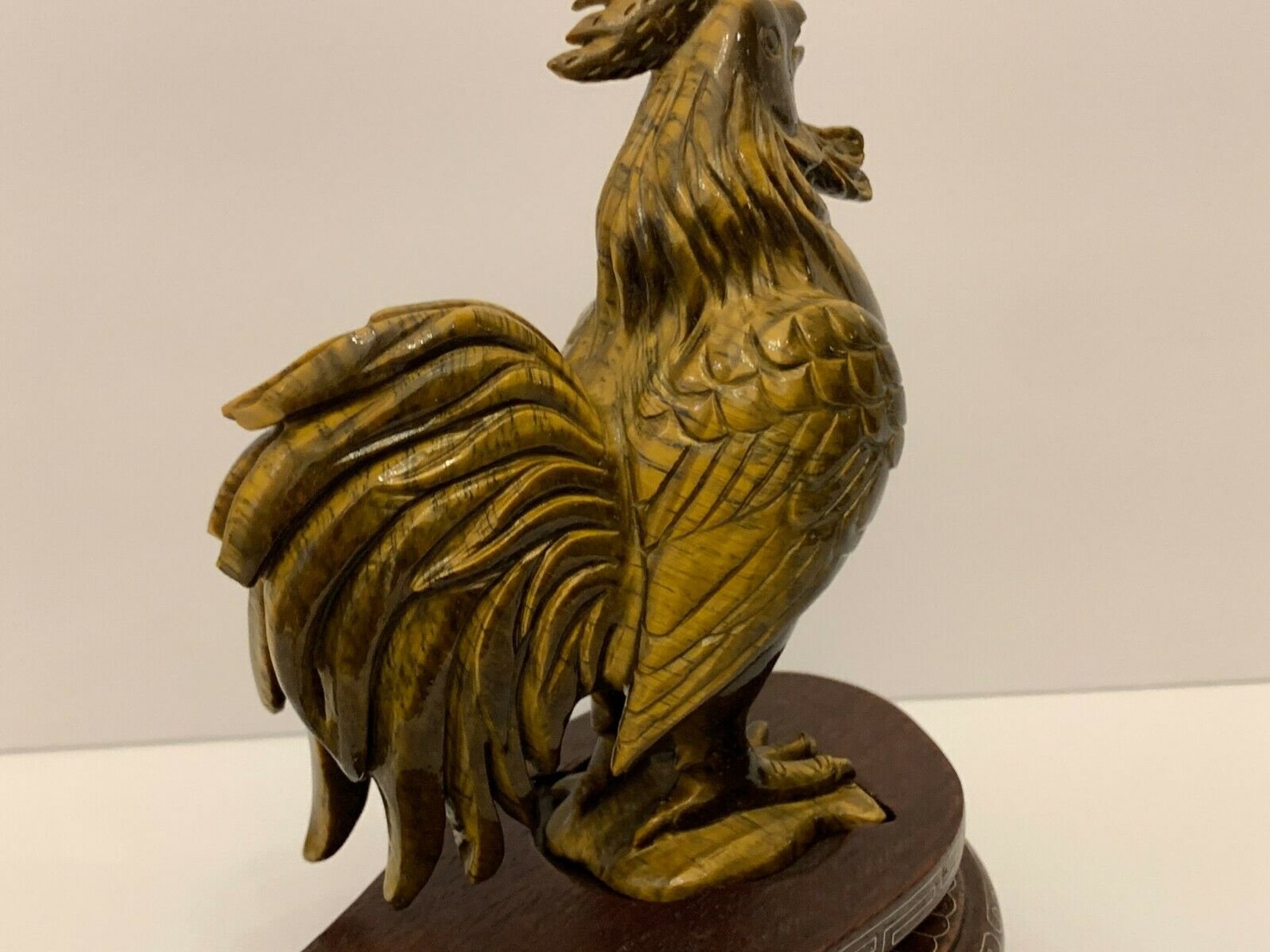 Antique Chinese Carved Tiger's Eye Stone Rooster Sculpture - Etsy