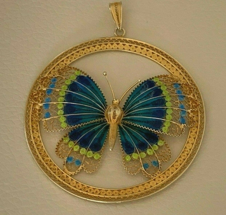Chinese Enamel Gold Vermeil Filigree Silver 800 Butterfly - Etsy