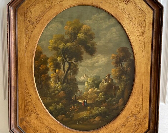 Original Van Ros Landscape Oil Painting on Board With Gilt Frame ...