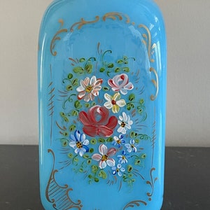 Super Blue Opaline Hand Painted Enamel Glass Decanter - Etsy