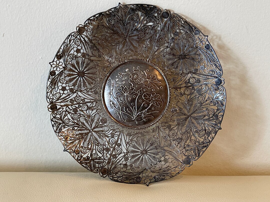 Fine Antique Chinese Silver Filigree Round Dish 130 Grams - Etsy