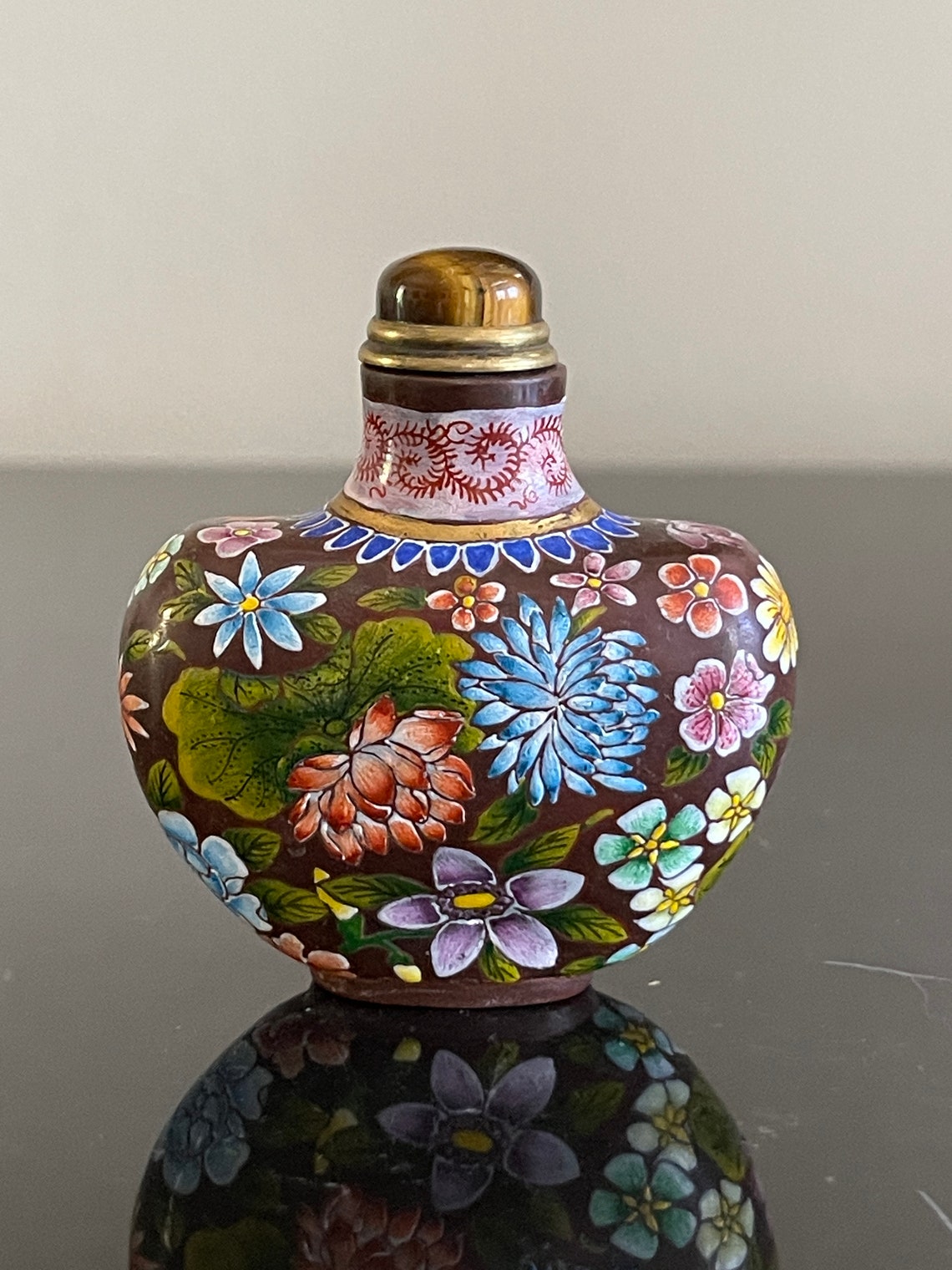 Vintage Chinese Hand Painted Multicolor Flowers Peking Glass - Etsy