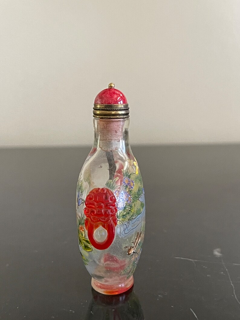 Vintage Chinese Glass Snuff Bottle With Hand Painted Landscape - Etsy