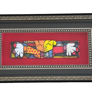 Romero Britto the Hug 1993 Impressively Framed and Heavy Rare 3D Style ...