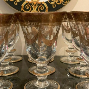 Arte Italica Crystal Medici Gold Wine Glasses Set of 9 | Etsy