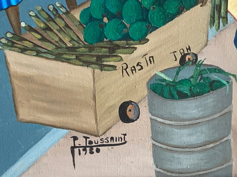P. Toussaint Artist Signed 1980 Framed Haitian Folk Art - Etsy