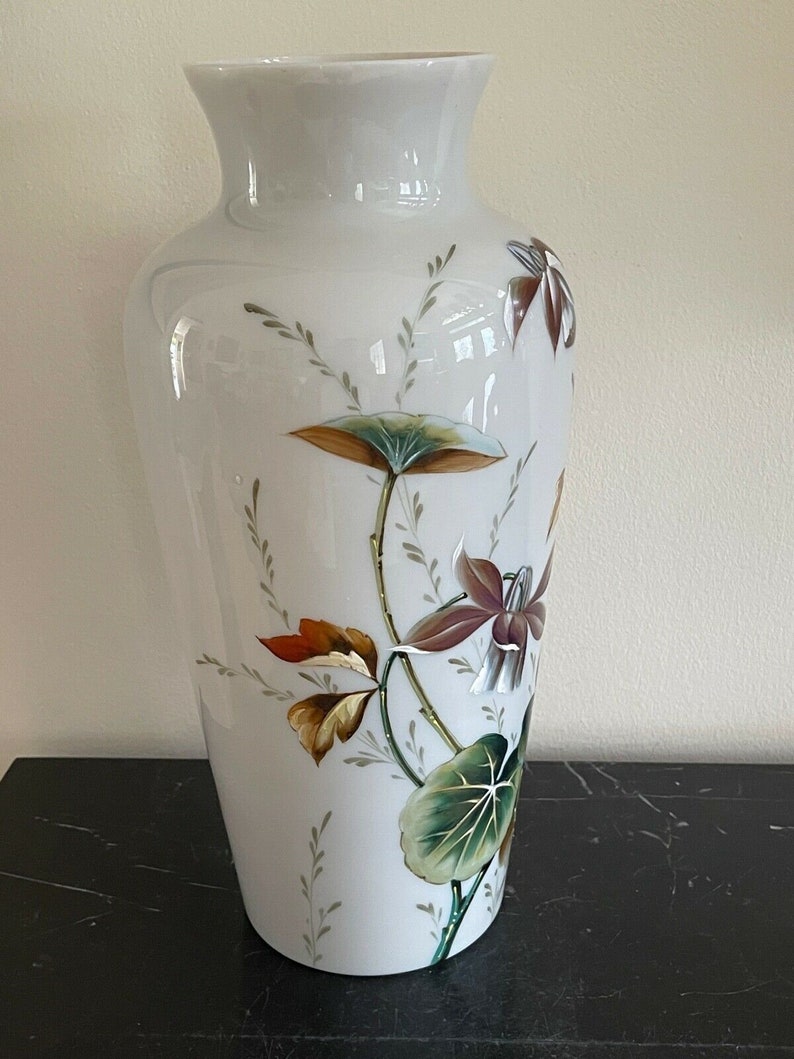 Vintage Relief Hand Painted 13 1/4 High Opaline Glass - Etsy