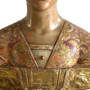 Huge Vintage Italian Renaissance Polychrome Terracotta Female Bust on ...