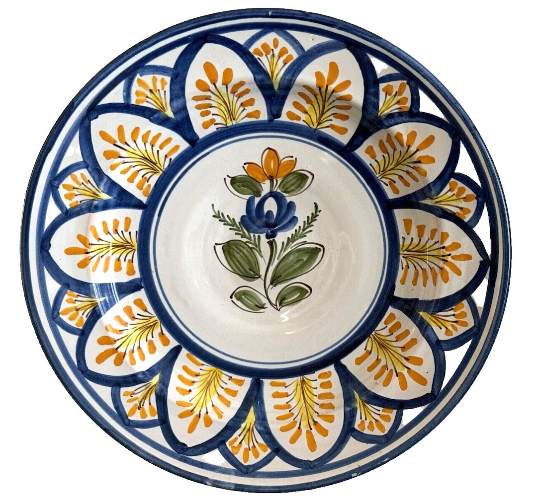 Vintage Spanish 12 3/8" Hand Painted Ceramic Wall Plate Spain - Etsy