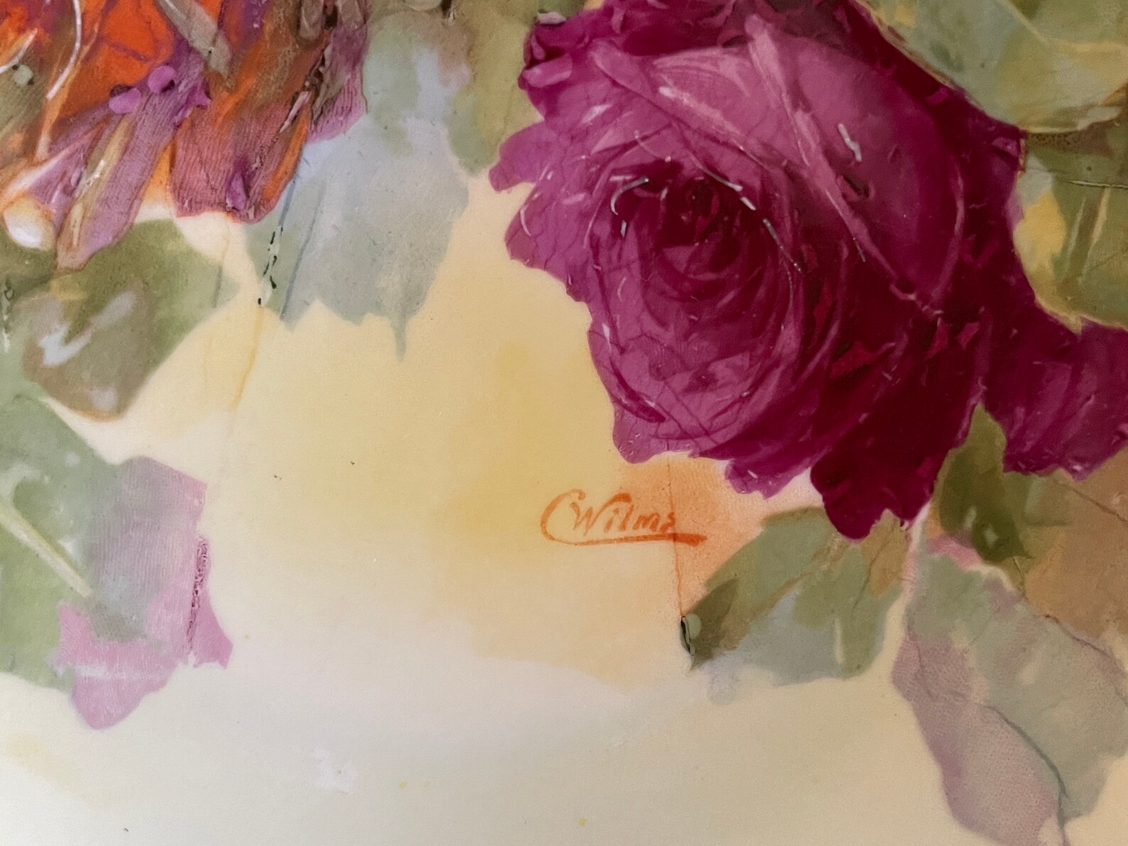 Antique Victorian German Roses Gold Trim Porcelain Bowl Signed by C ...