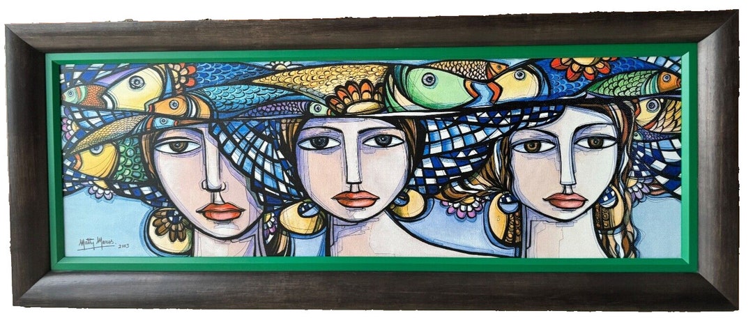 Miami Artist Matty Marcos Three Faces Acrylic Giclee Rectangular ...