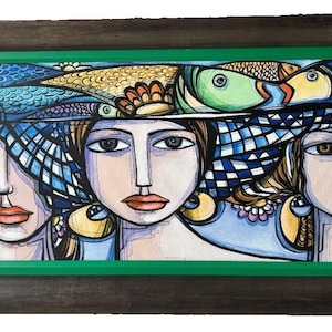 Miami Artist Matty Marcos Three Faces Acrylic Giclee Rectangular ...
