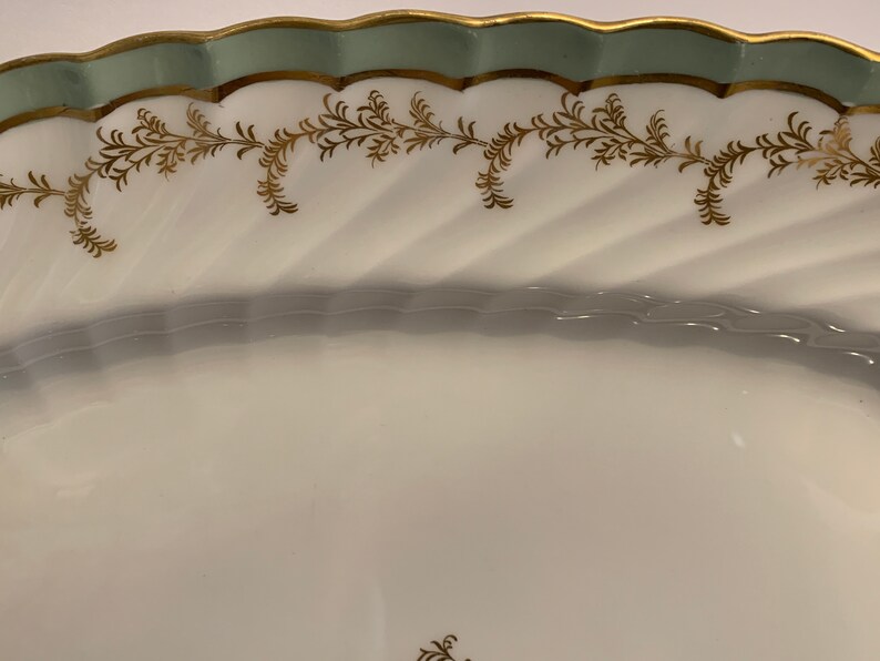 John Aynsley Pattern 8155 Green and Gold 15 1/4 Oval - Etsy