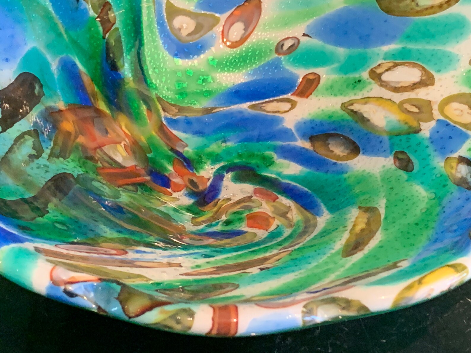 Lovely Vintage Italian Murano Green Silver Flakes Bowl | Etsy