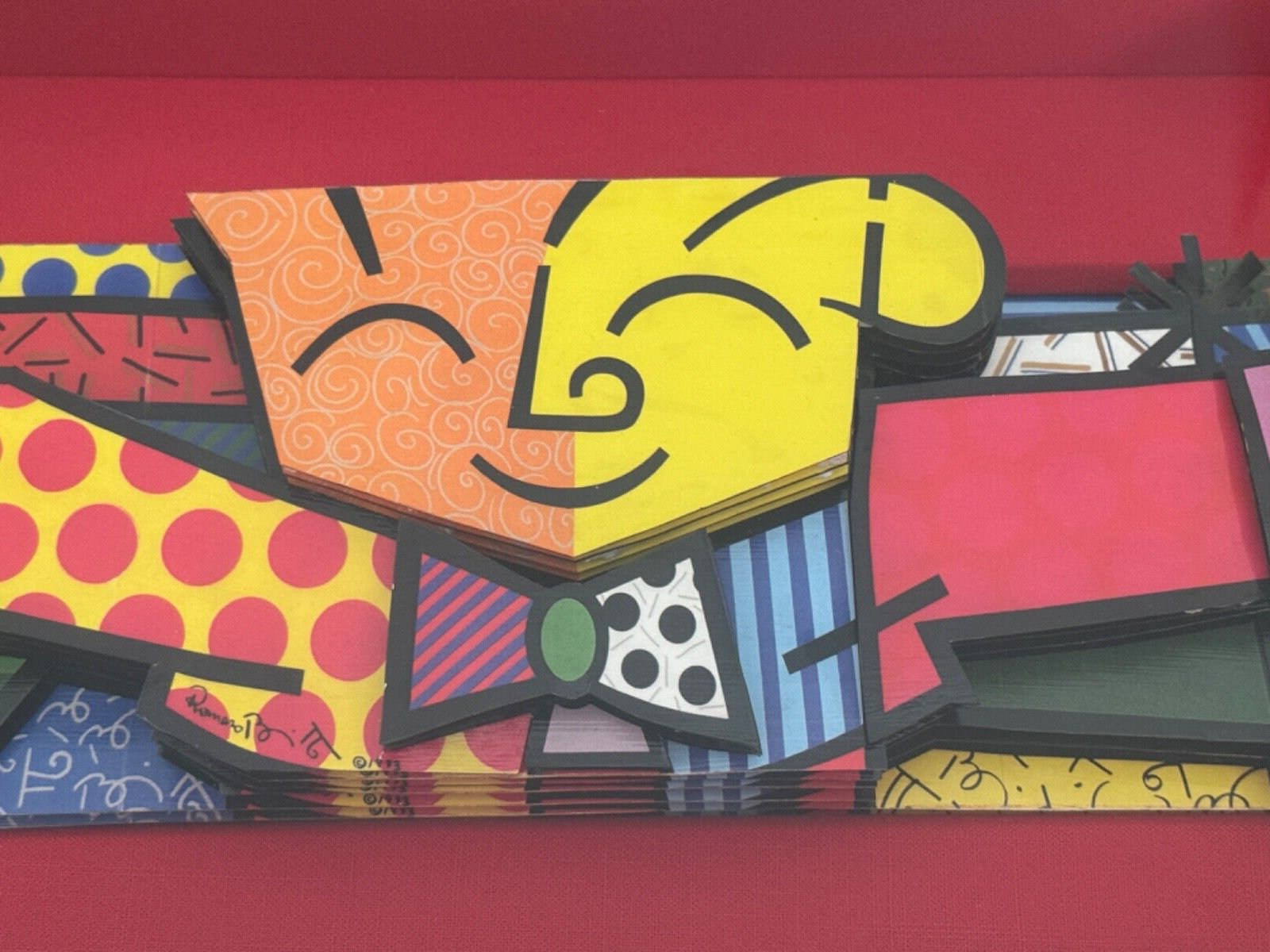 Romero Britto the Hug 1993 Impressively Framed and Heavy Rare 3D Style ...