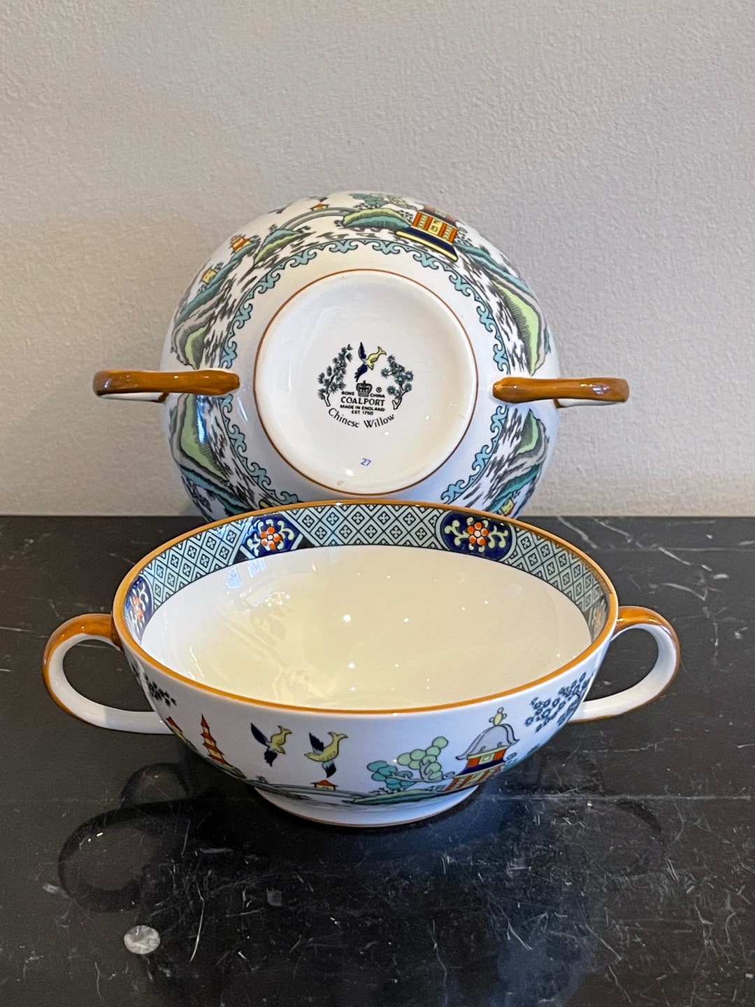 Coalport Chinese Willow Pattern Set of 2 Cream Bowl Cups - Etsy
