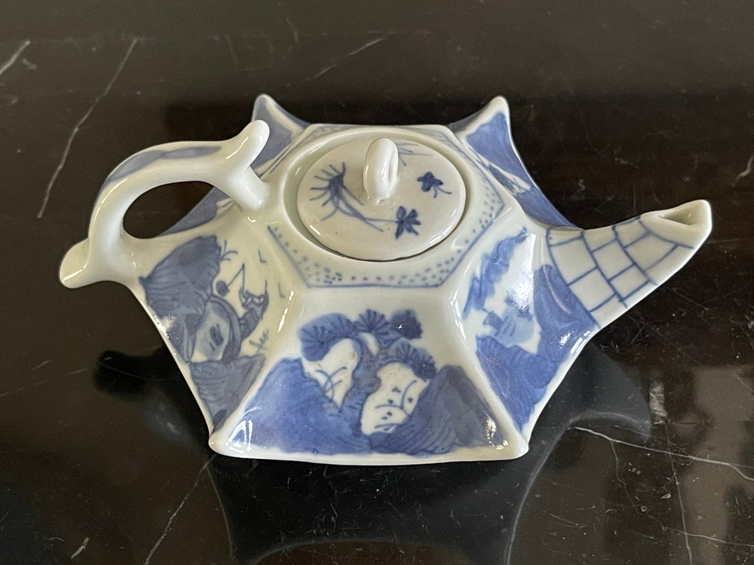 Chinese Export Daoguang Period Mark Blue and White Pottery Teapot - Etsy