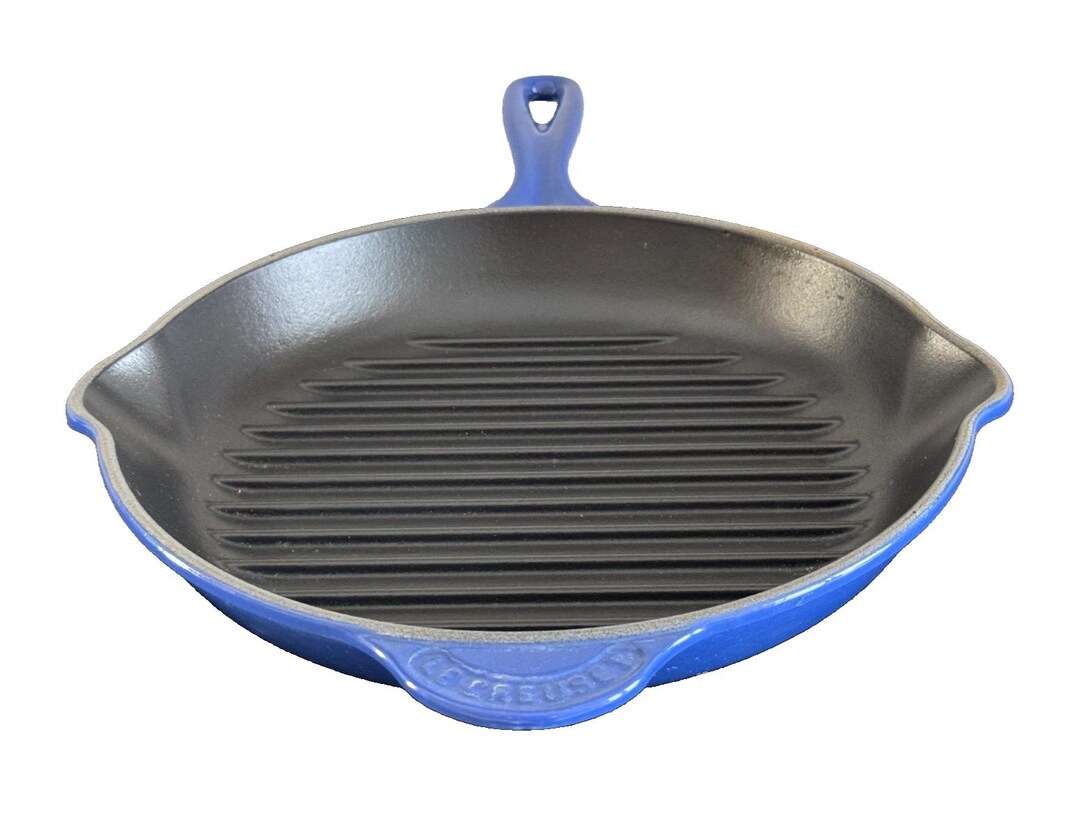 Le Creuset France Blue Enamel Cast Iron Grill Pan Skillet - Etsy