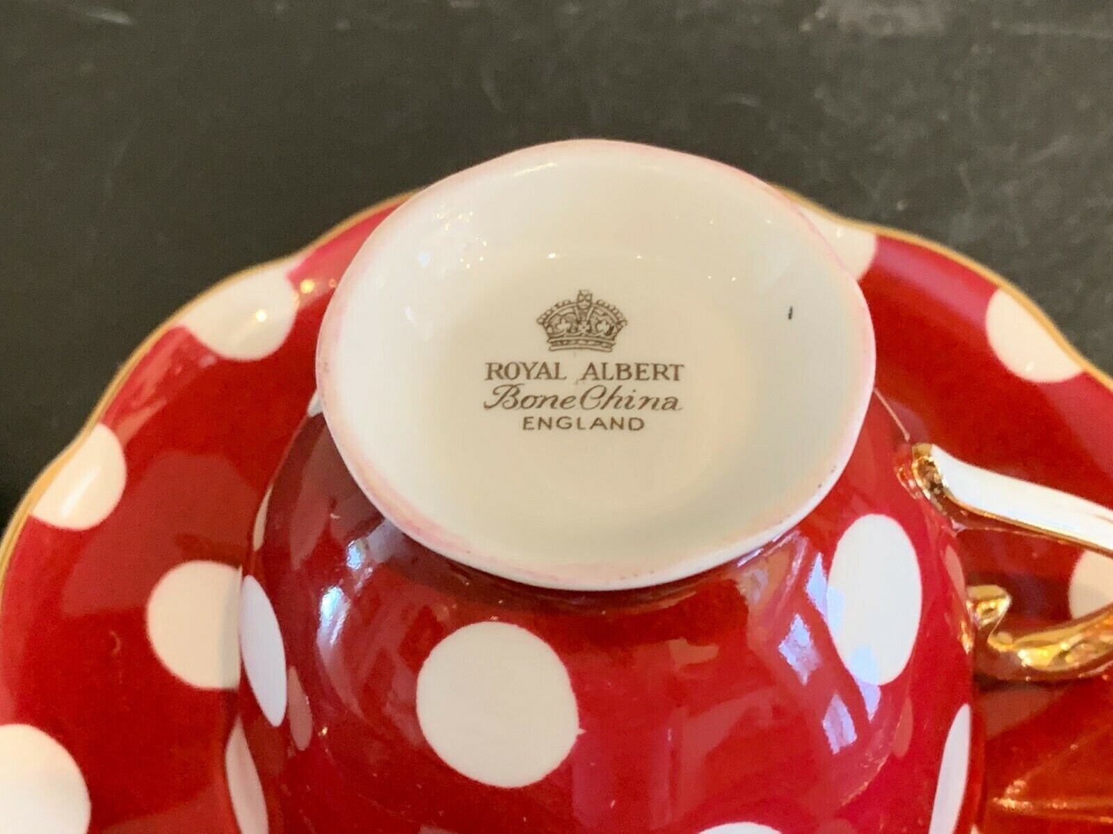 Royal Albert Red Cup and Saucer With White Polka Dots - Etsy