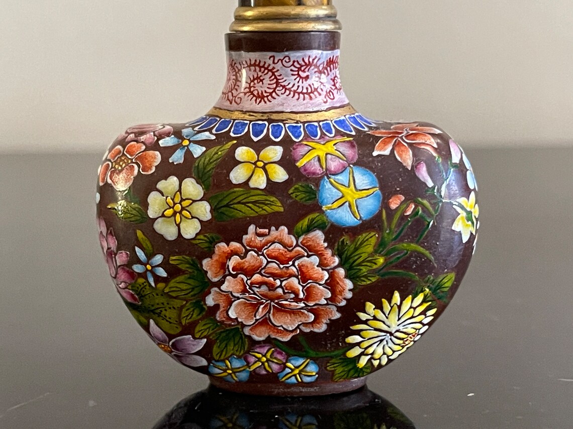 Vintage Chinese Hand Painted Multicolor Flowers Peking Glass - Etsy