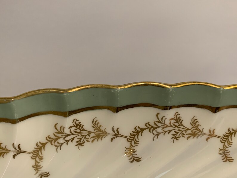 John Aynsley Pattern 8155 Green and Gold 15 1/4 Oval - Etsy