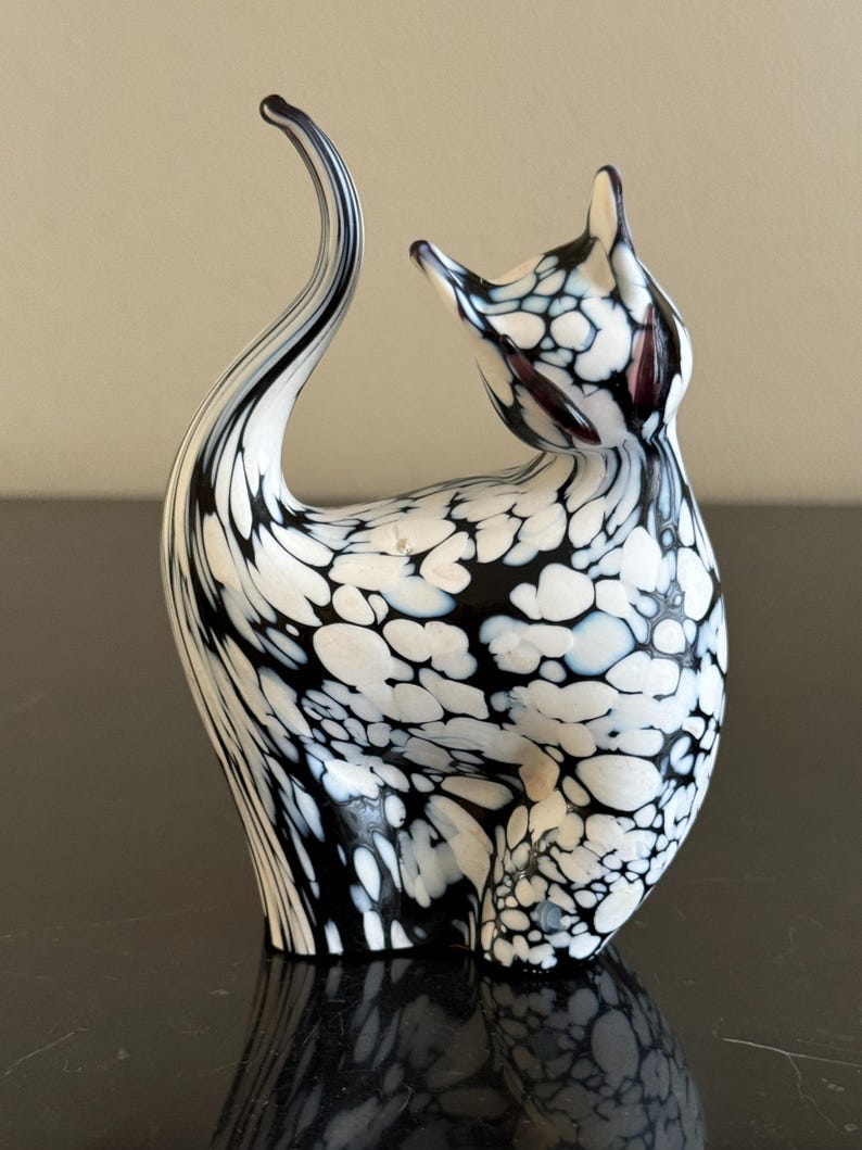Vintage Archimede Seguso Italian Bianco Nero White/black Murano Glass ...