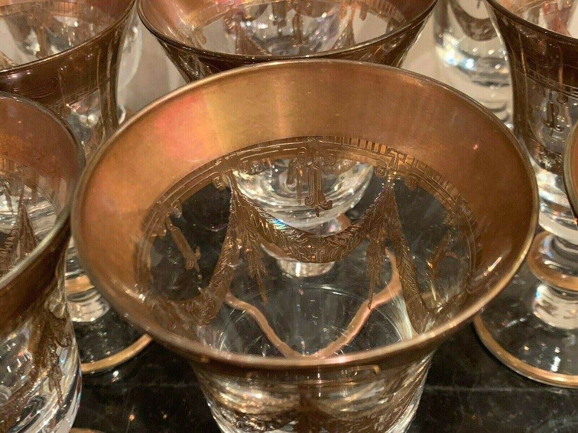 Arte Italica Crystal Medici Gold Wine Glasses Set of 9 | Etsy