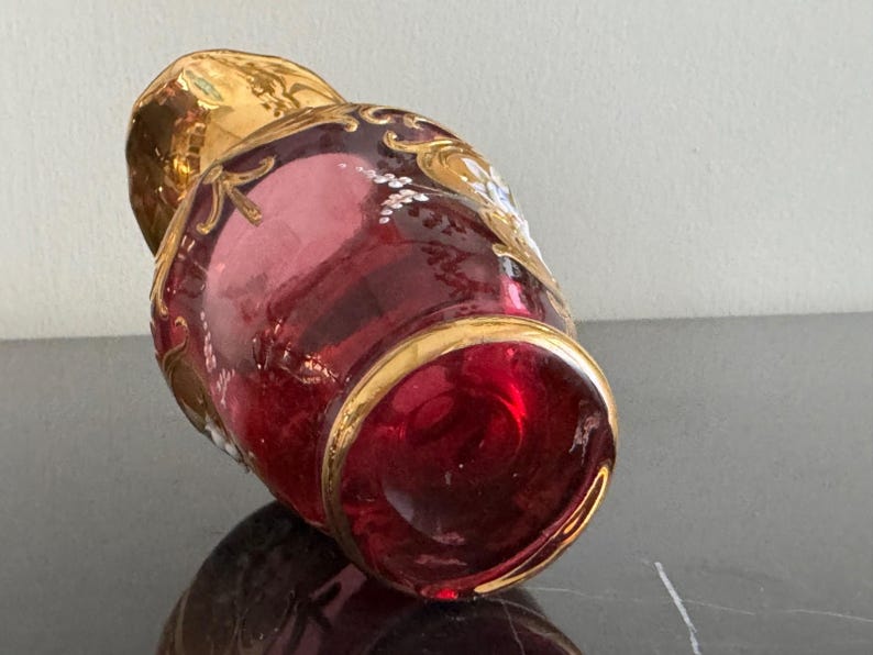 Vintage Venetian Murano Italy Red Gold Floral Enamel Creamer or Small ...