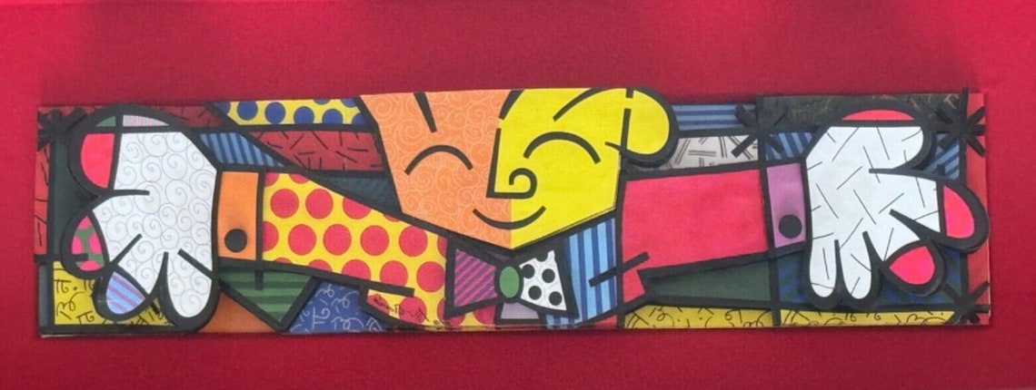 Romero Britto the Hug 1993 Impressively Framed and Heavy Rare 3D Style ...