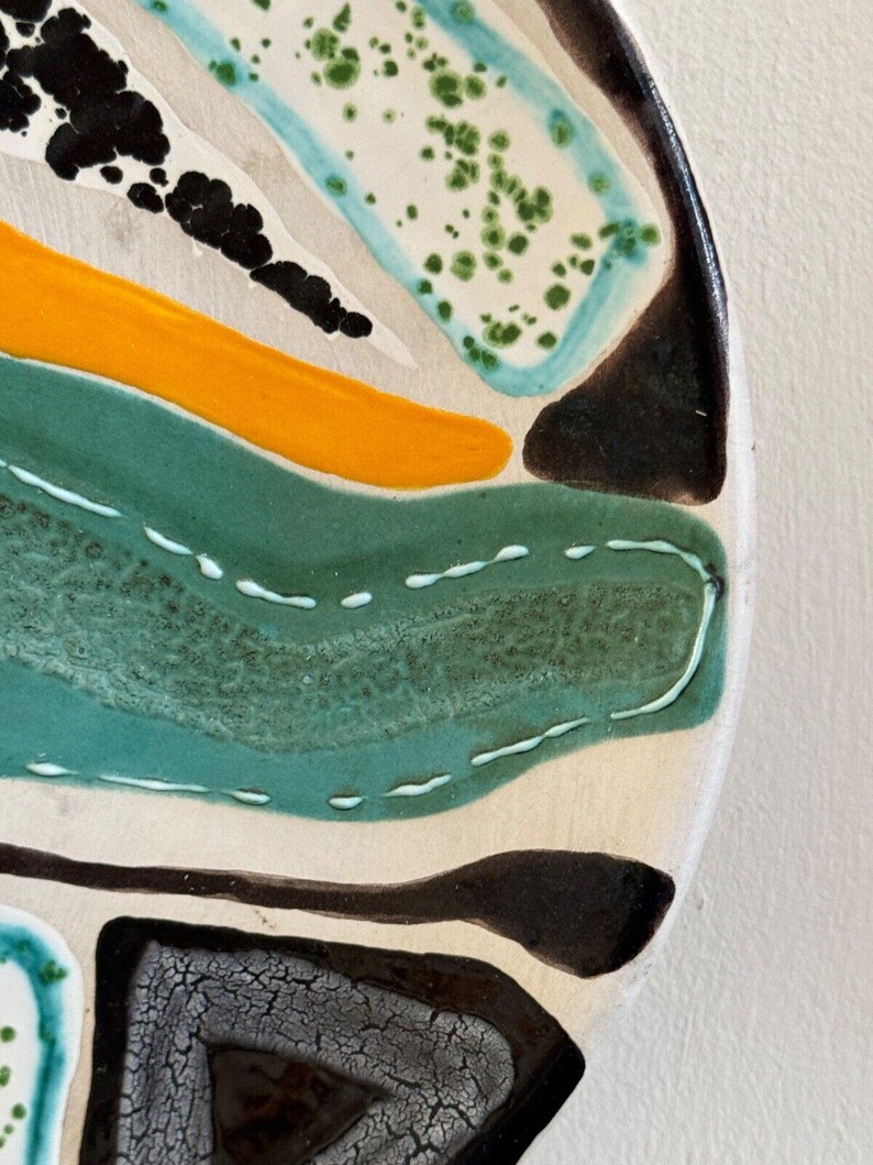 Miami's Artist Gloria Lorenzo 1992 Abstract Hand Painted Ceramic Wall ...