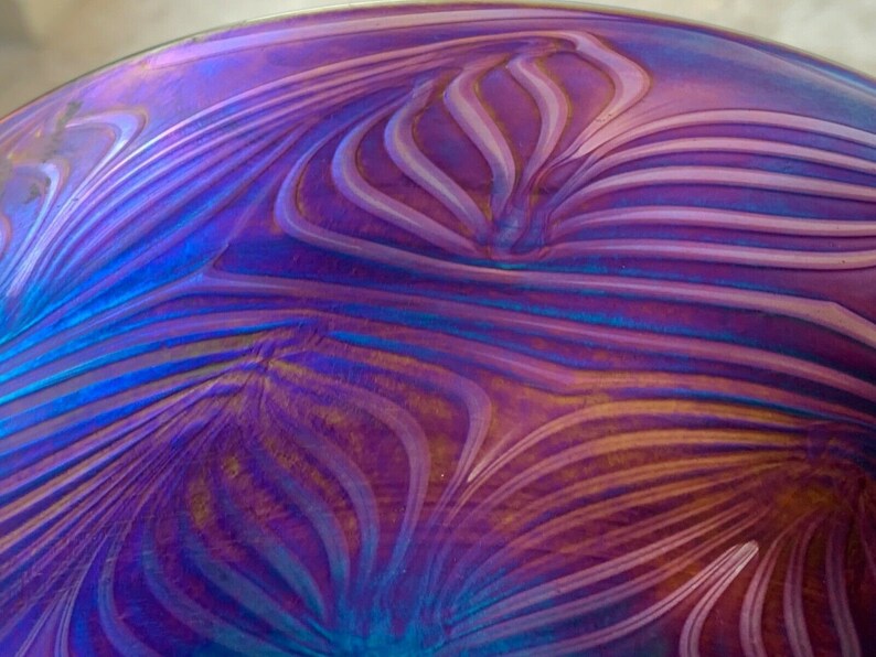 Fusion Art Glass Igor Muller Iridescent Glass Footed Bowl | Etsy