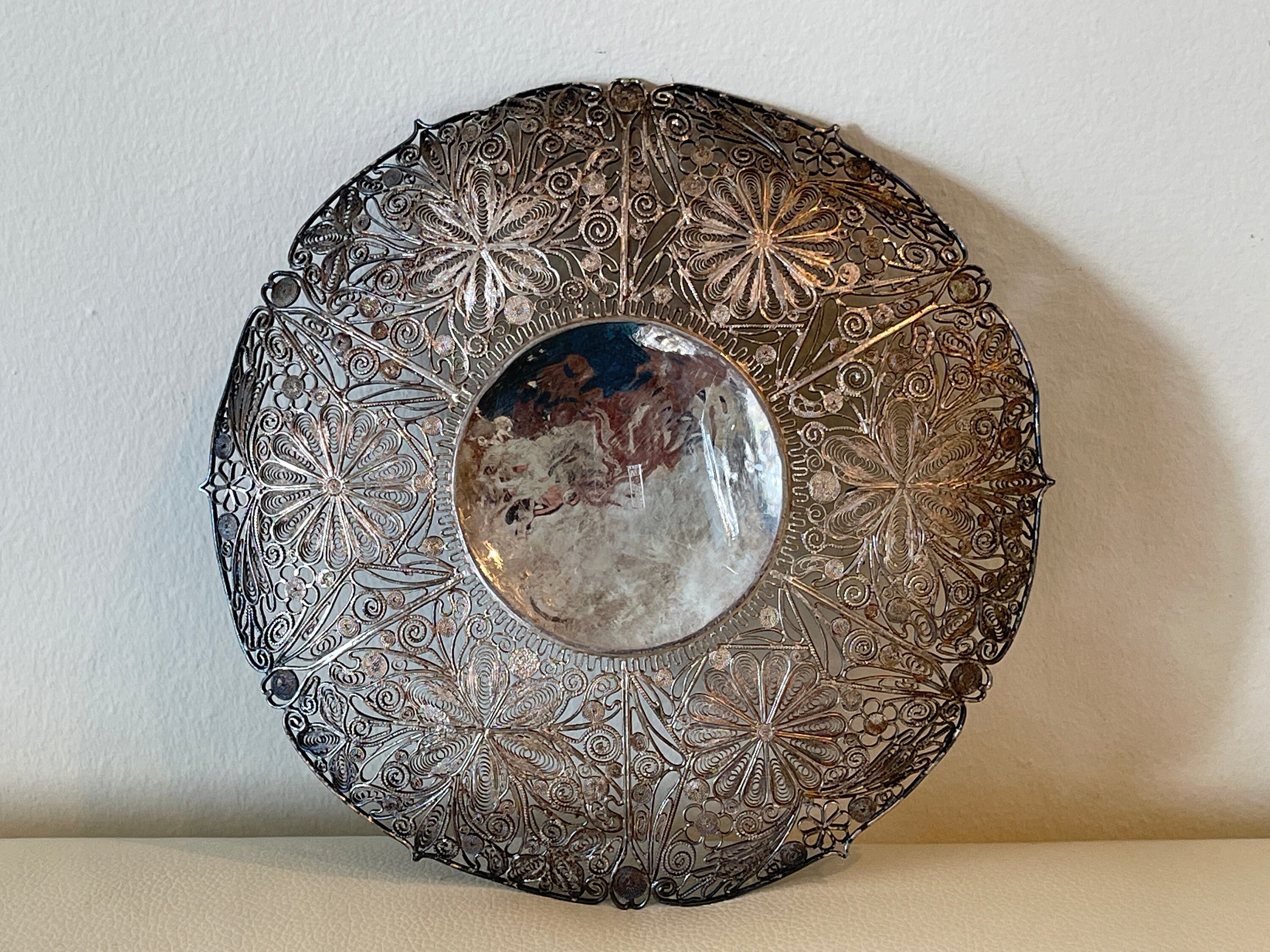 Fine Antique Chinese Silver Filigree Round Dish 130 Grams | Etsy