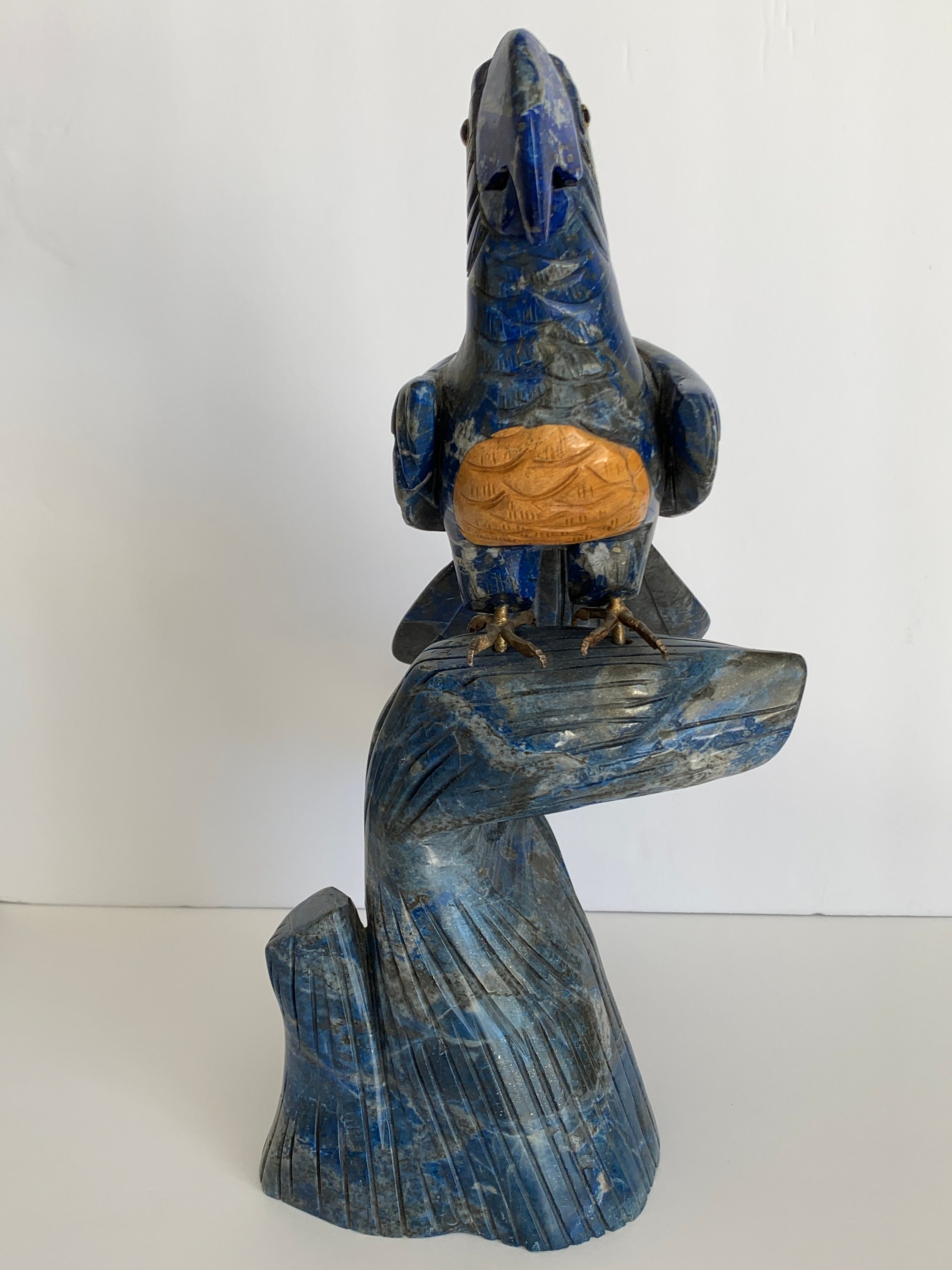 Impressive Carved Lapis Lazuli Stone Natural Size Parrot Bird | Etsy