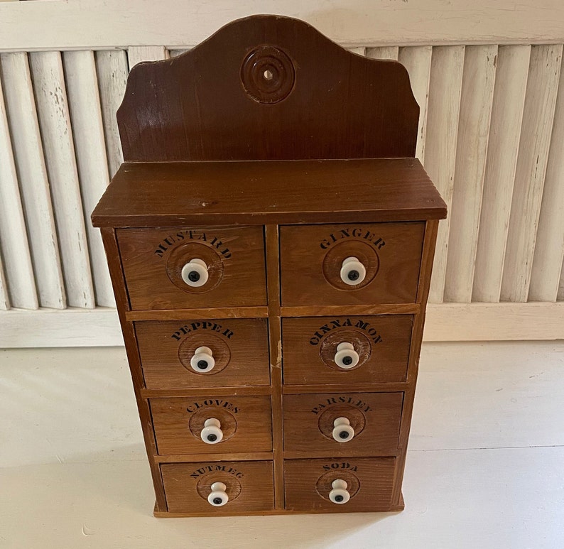 Antique Wooden Spice Cabinet - Farmhouse Kitchen - Spice Cabinet - Etsy
