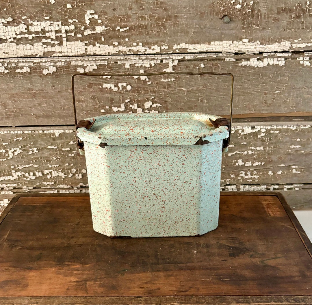 French Enamel Lunch Pail - French Enamelware - Enamelware - Etsy