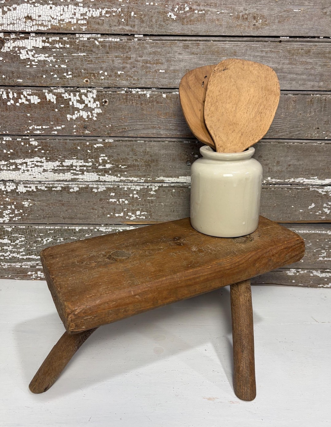 Antique Primitive Wood Milking Stool - Primitives - Farmhouse Decor ...