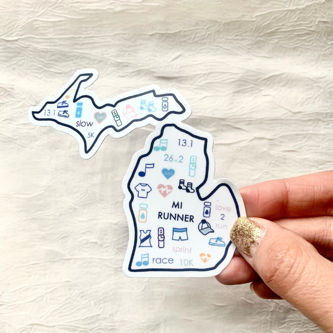 Michigan Runner, Run Sticker, Sticker for Runner, Water Bottle Sticker ...
