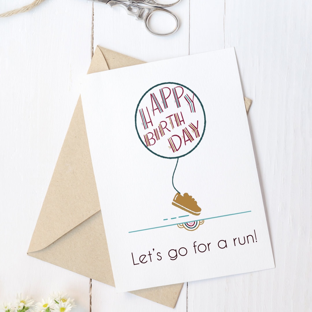 Happy Birthday Runner Card, Birthday Run, Runner Birthday, Marathon ...