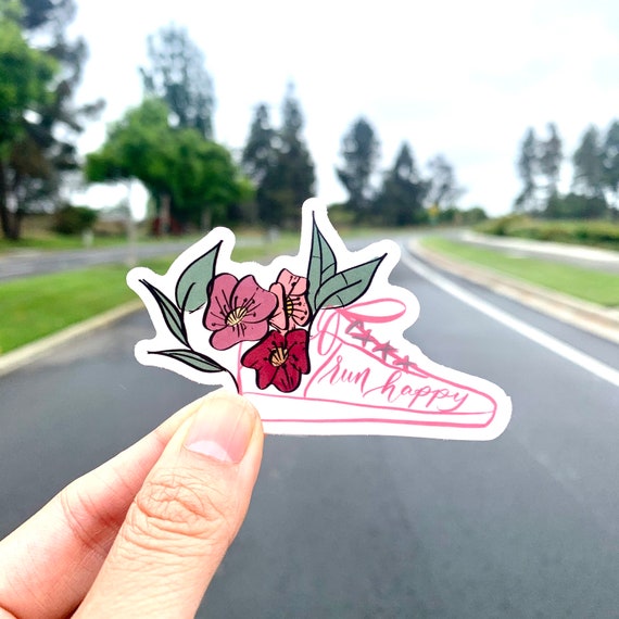Run Happy Sticker Sticker for Runner Water Bottle Sticker | Etsy