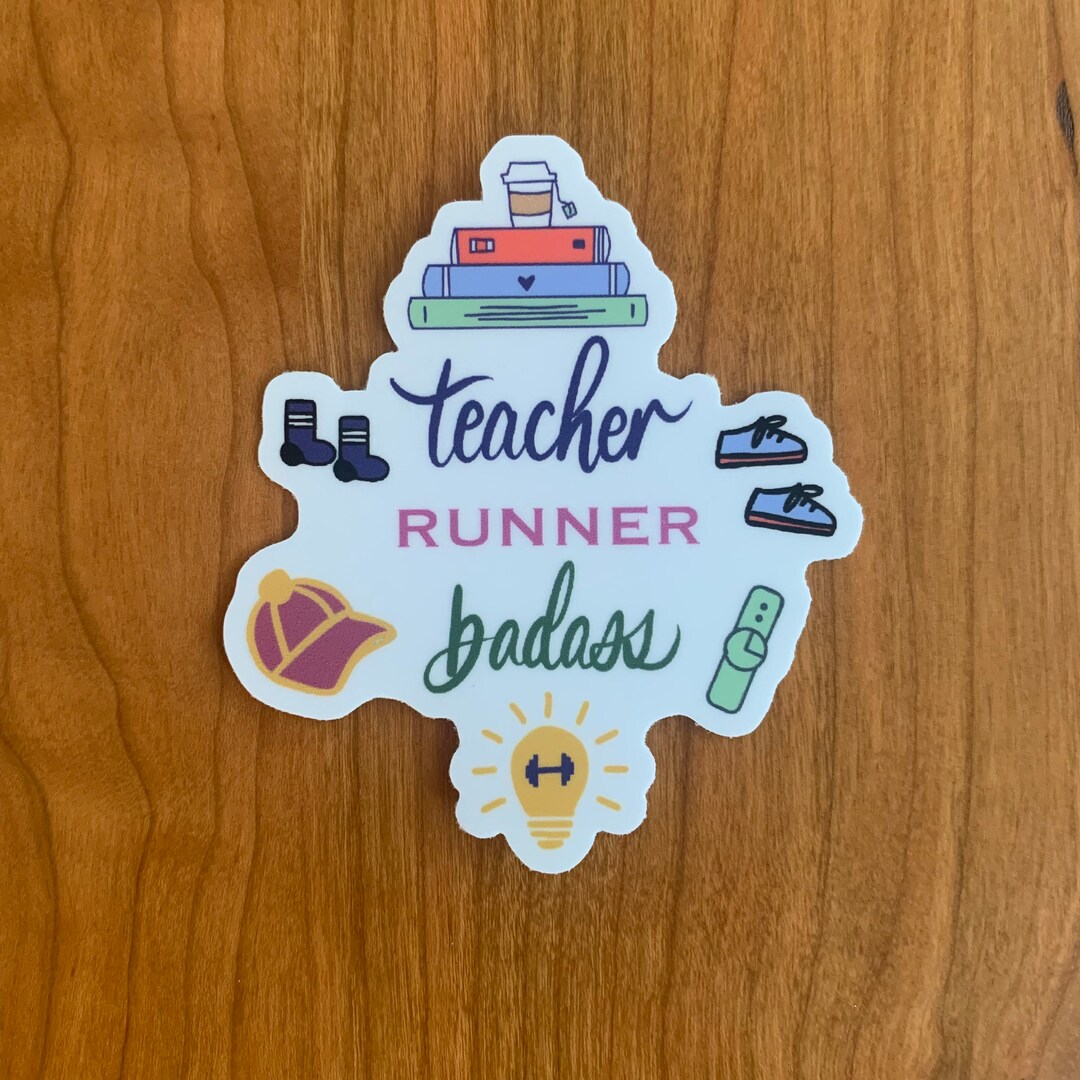 Teacher Runner Sticker, Run Sticker, Sticker for Runner, Water Bottle ...