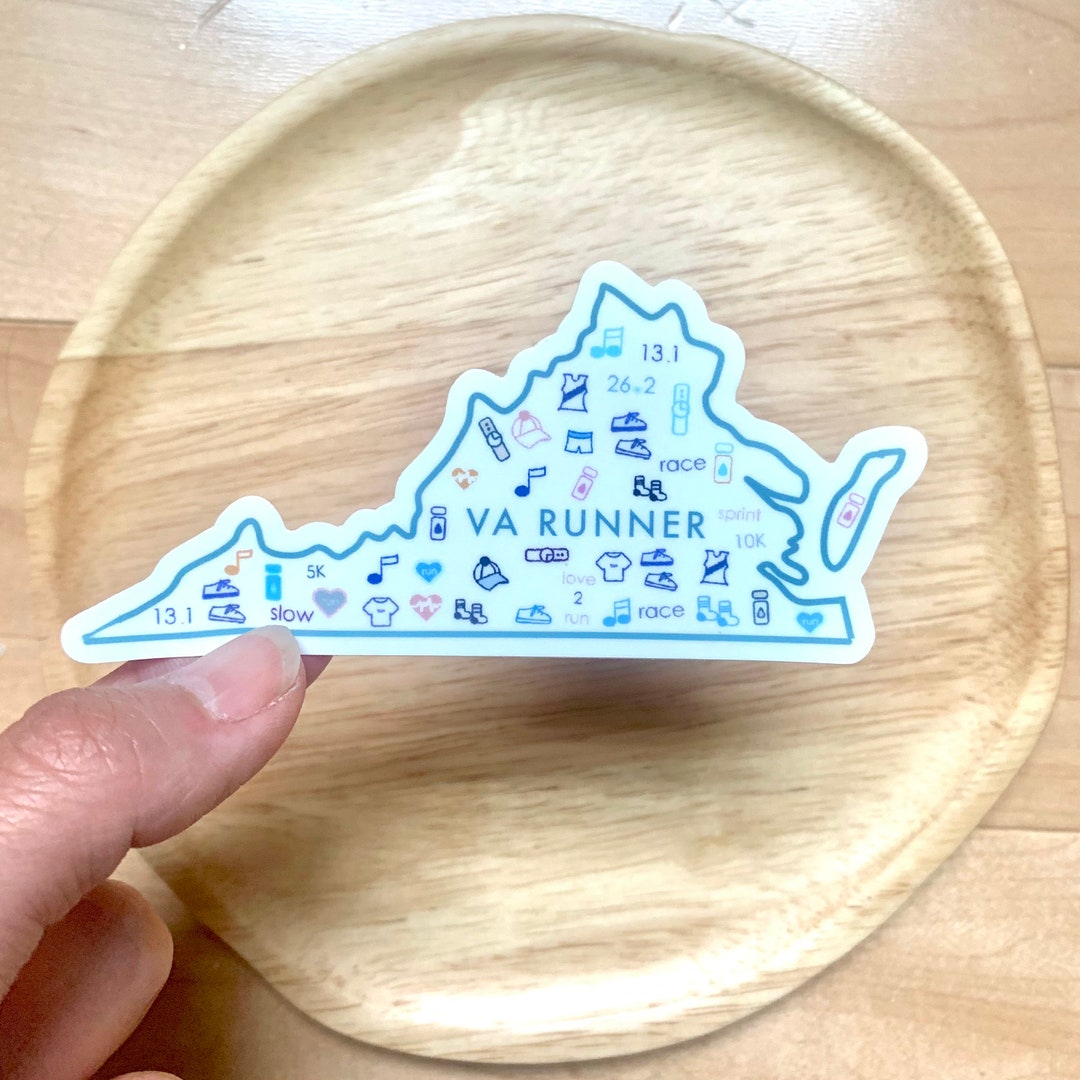 Virginia Runner Run Sticker Marine Corp Marathon Water - Etsy