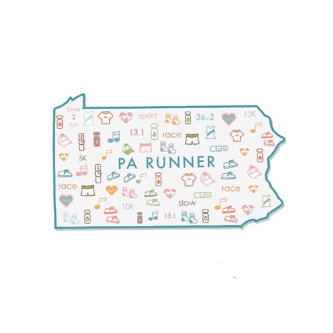 Pennsylvania Runner, Run Sticker, Philly Marathon, Water Bottle Sticker ...