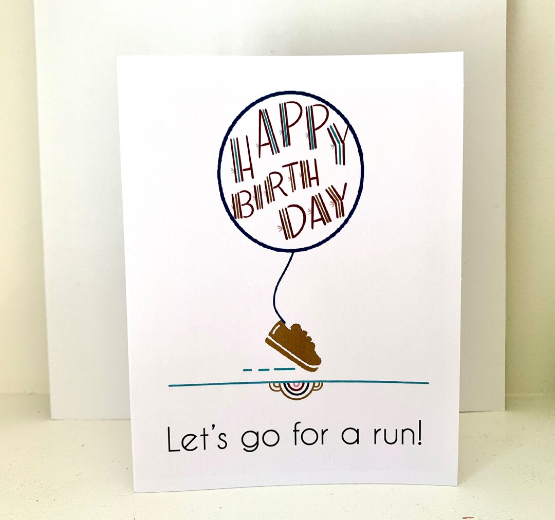 Happy Birthday Runner Card Birthday Run Runner Birthday - Etsy