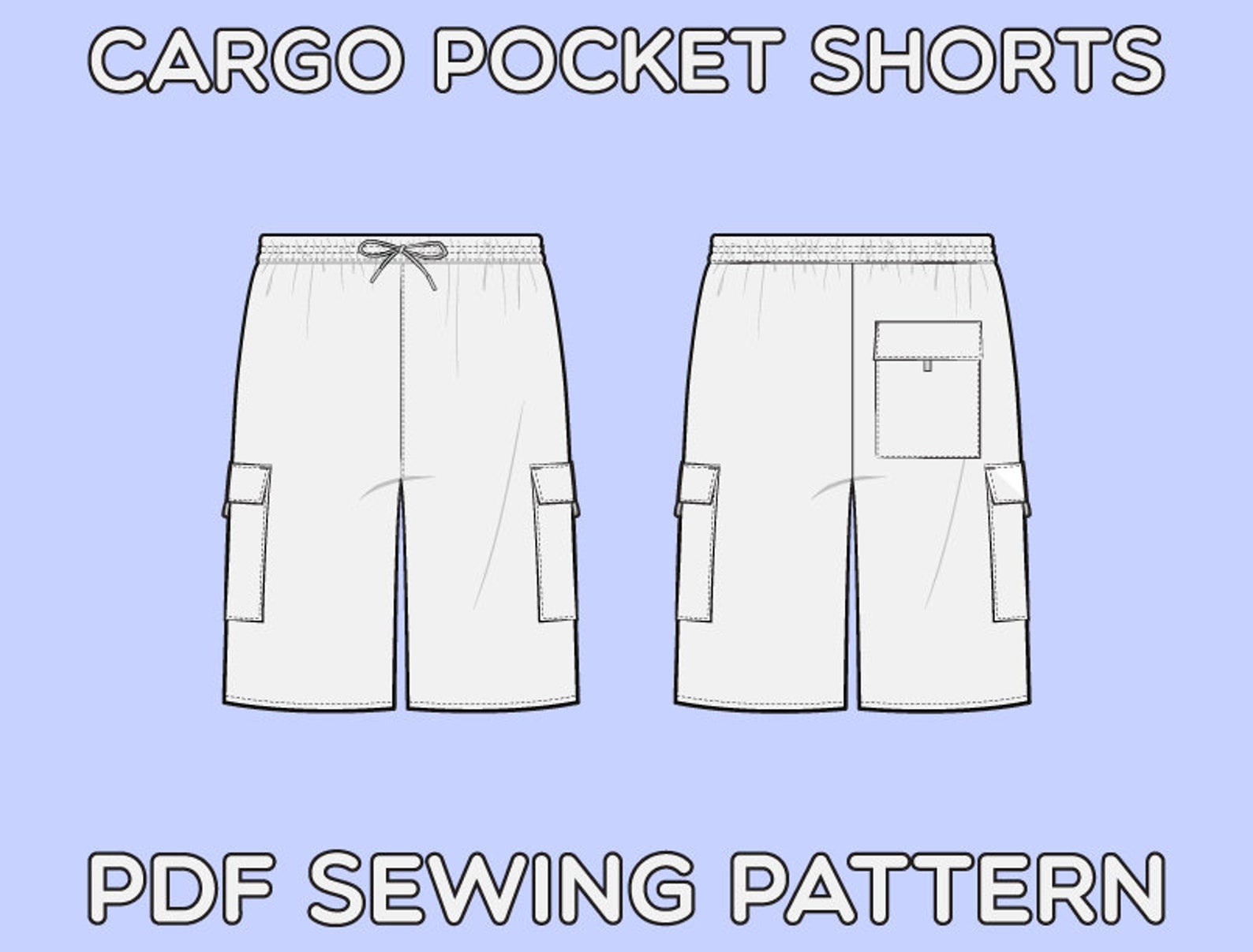 Cargo Pocket Shorts PDF Sewing Pattern Sizes XS / S / M / L / | Etsy