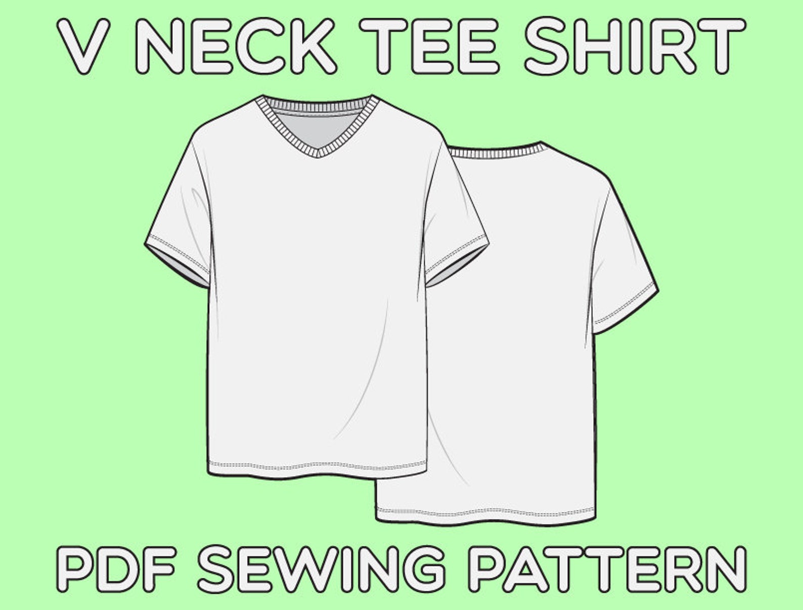 V Neck Tee Shirt PDF Sewing Pattern Sizes XS / S / M / L / XL | Etsy