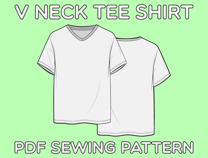 V Neck Tee Shirt PDF Sewing Pattern Sizes XS / S / M / L / XL | Etsy