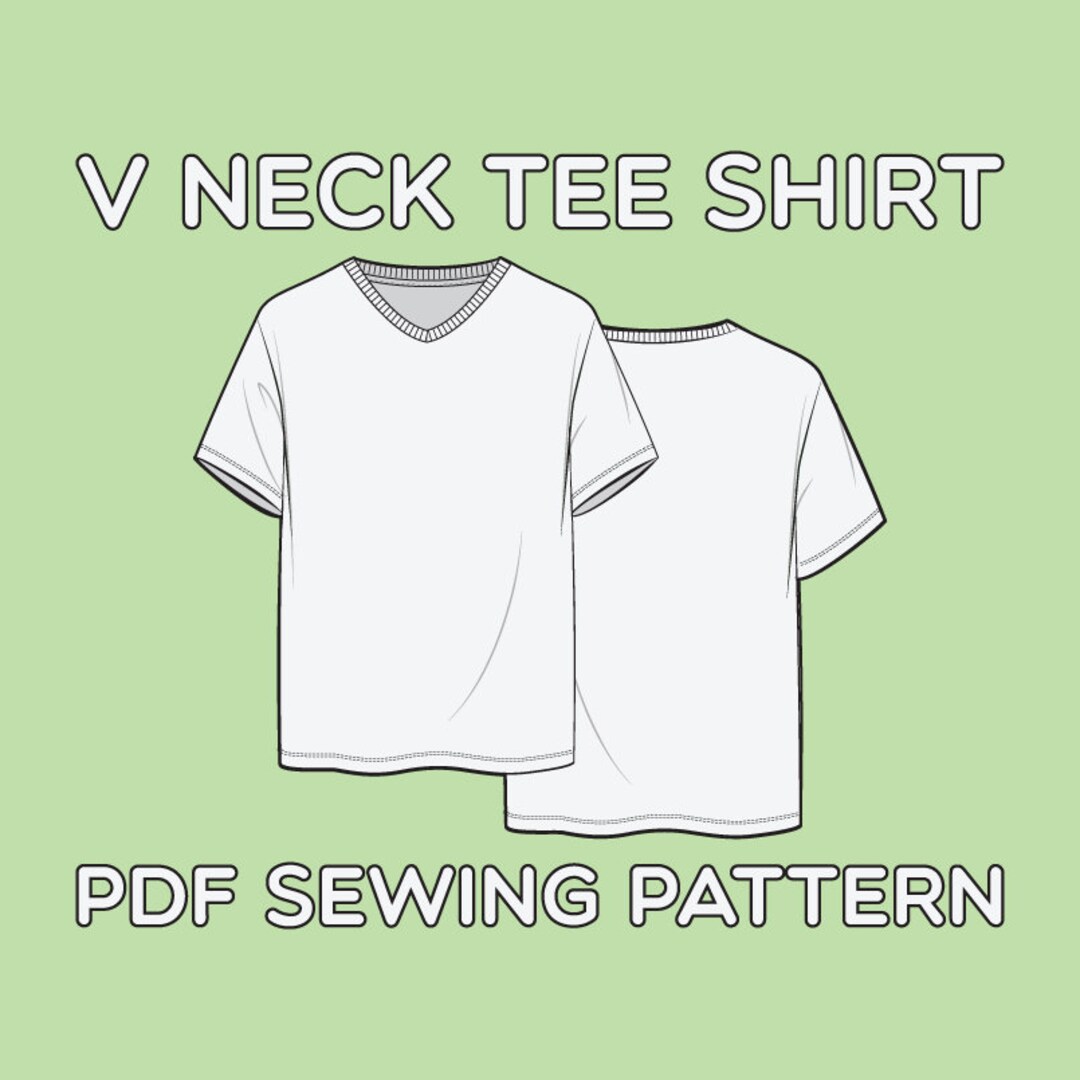 V Neck Tee Shirt PDF Sewing Pattern Sizes XS / S / M / L / XL - Etsy