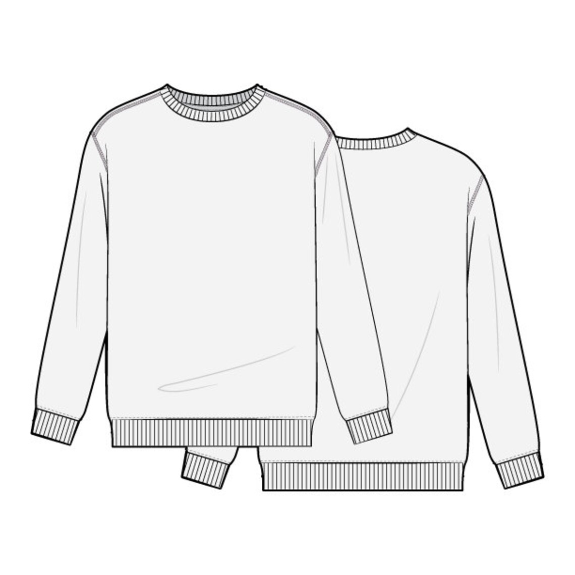 Long Sleeve Crewneck PDF Sewing Pattern Sizes XS / S / M / L / | Etsy