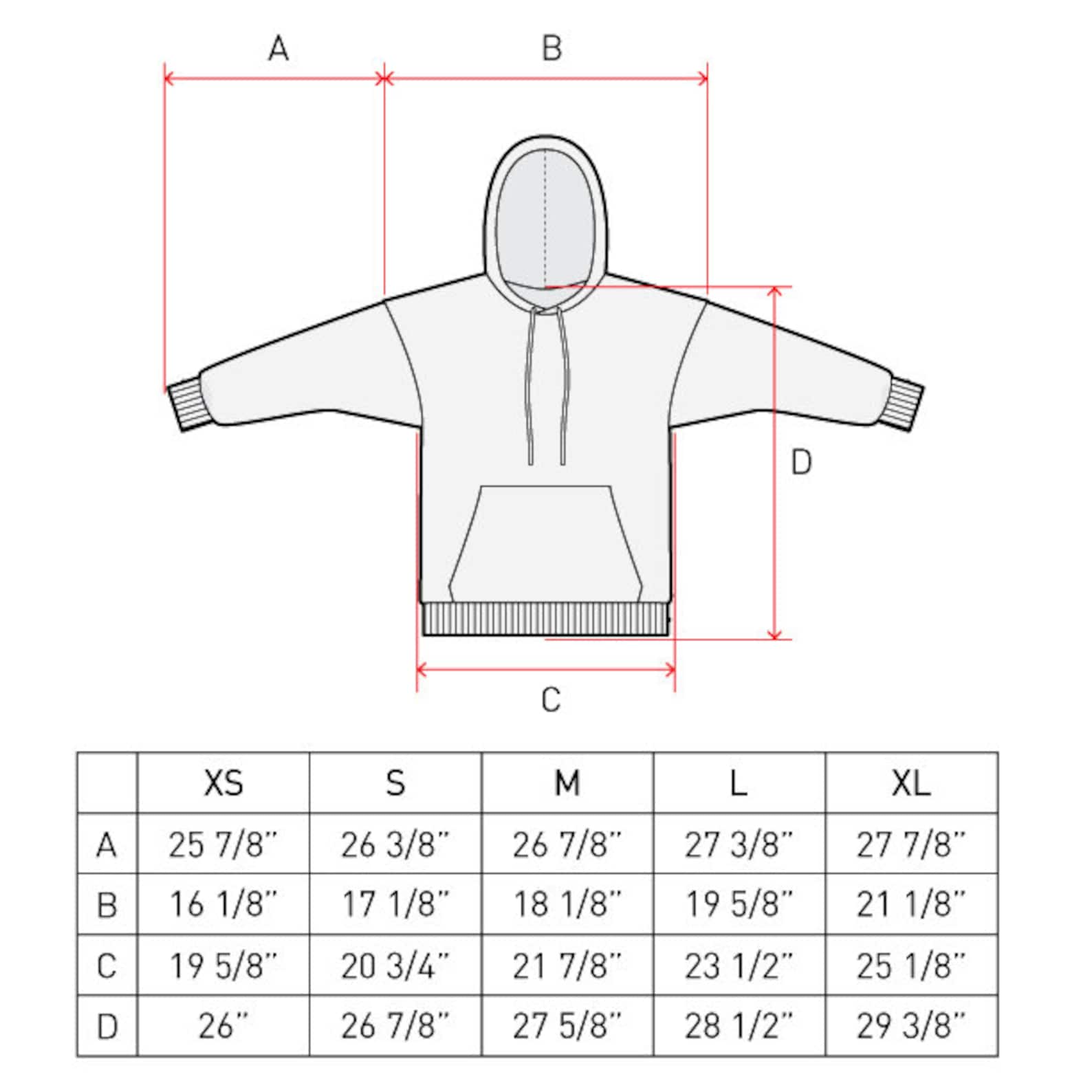 Hoodie PDF Sewing Pattern Sizes XS / S / M / L / XL - Etsy