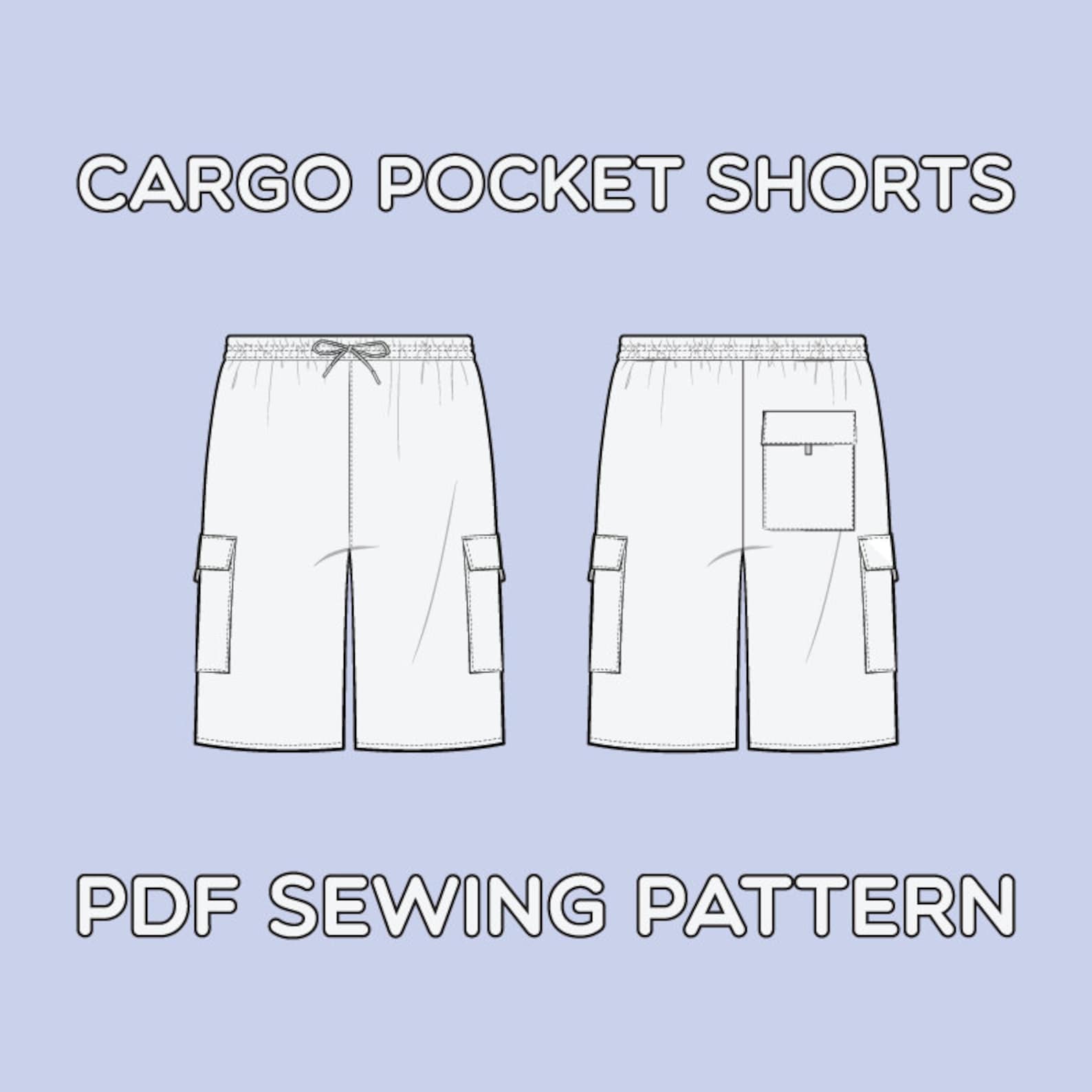 Cargo Pocket Shorts PDF Sewing Pattern Sizes XS / S / M / L / XL - Etsy